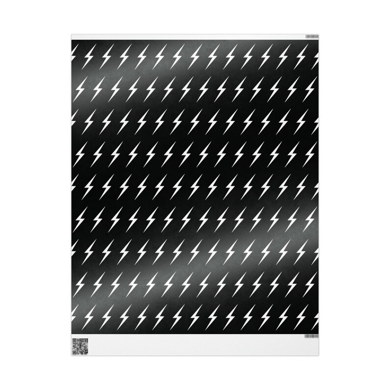 Lightning Bolt Wrapping Paper - Black and White Thunder Gift Wrap - 3 ...