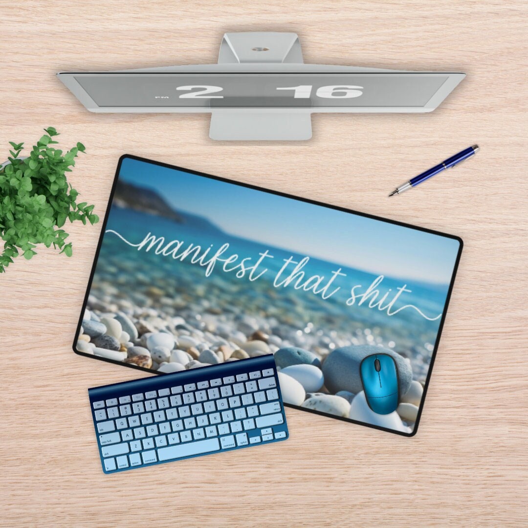 Manifest That Shit Desk Mats 3 Sizes Inspirational Beach Print - Etsy