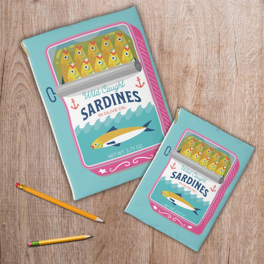 Sardines Pouch - Sardine Makeup Bag - Tinned Fish Accessory Bag ...