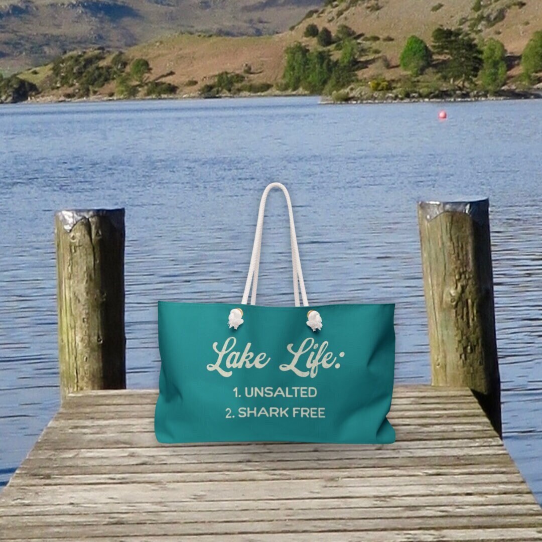 Lake Life Weekender Bag - Unsalted & Shark Free Tote Bag - Large ...