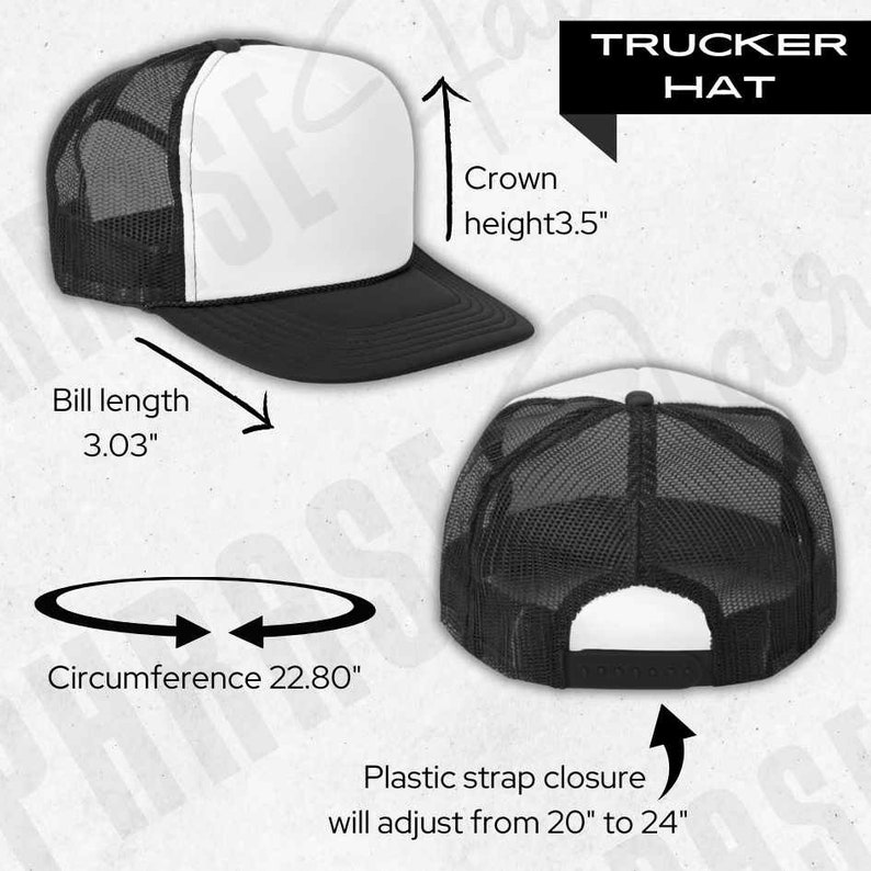 Trucker Hat Specs/size Chart Mockup - Etsy