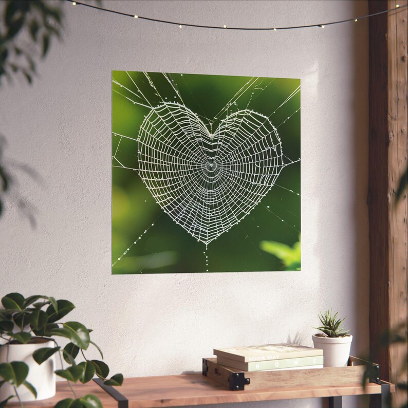Heart Web Matte Poster Print - Cobweb Art - Spiderweb Photo - Etsy