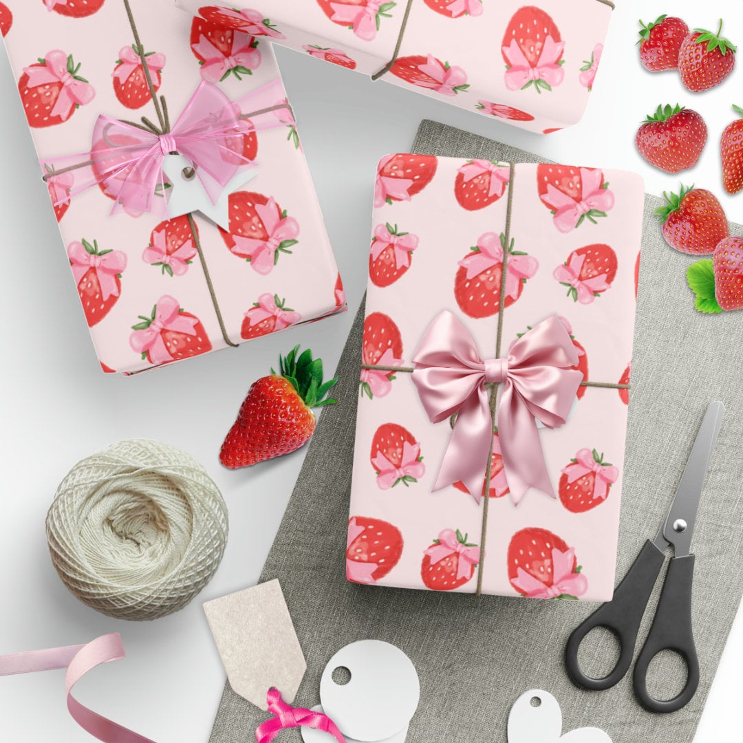 Coquette Strawberries Wrapping Paper - 3 Sizes - Matte or Glossy ...