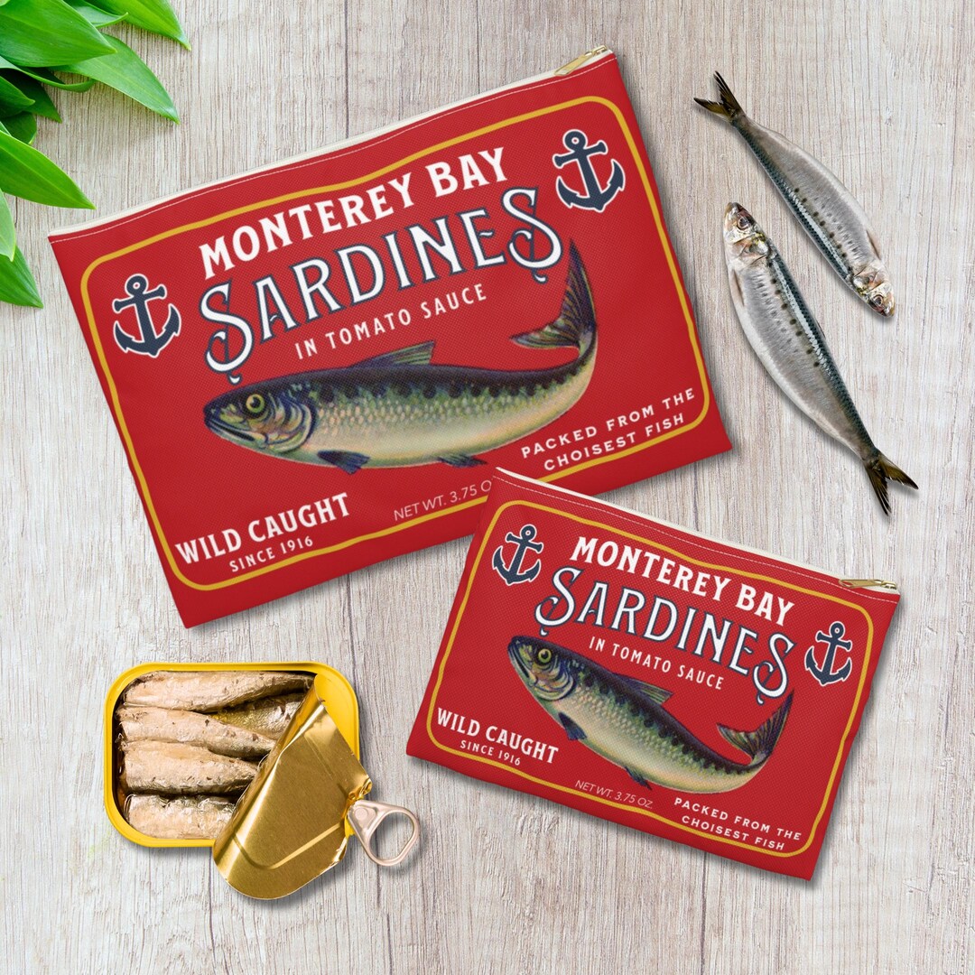 Sardines Bag Accessory Pouch - Tinned Fish Makeup Bag - Sardine Tin ...