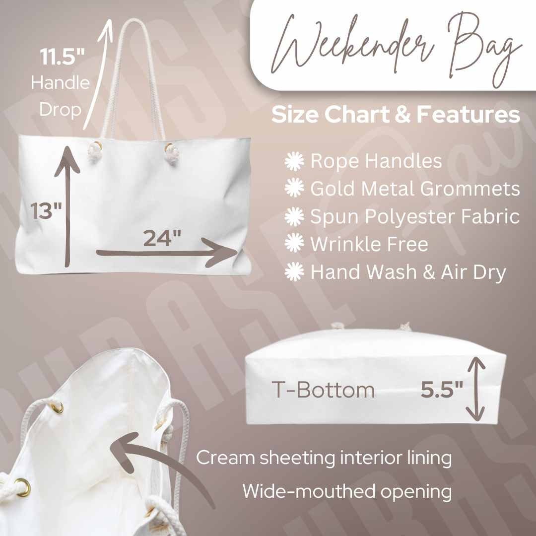 Weekender Bag Size Chart Mockup - Printify Generic Weekender Large Tote Features - Etsy