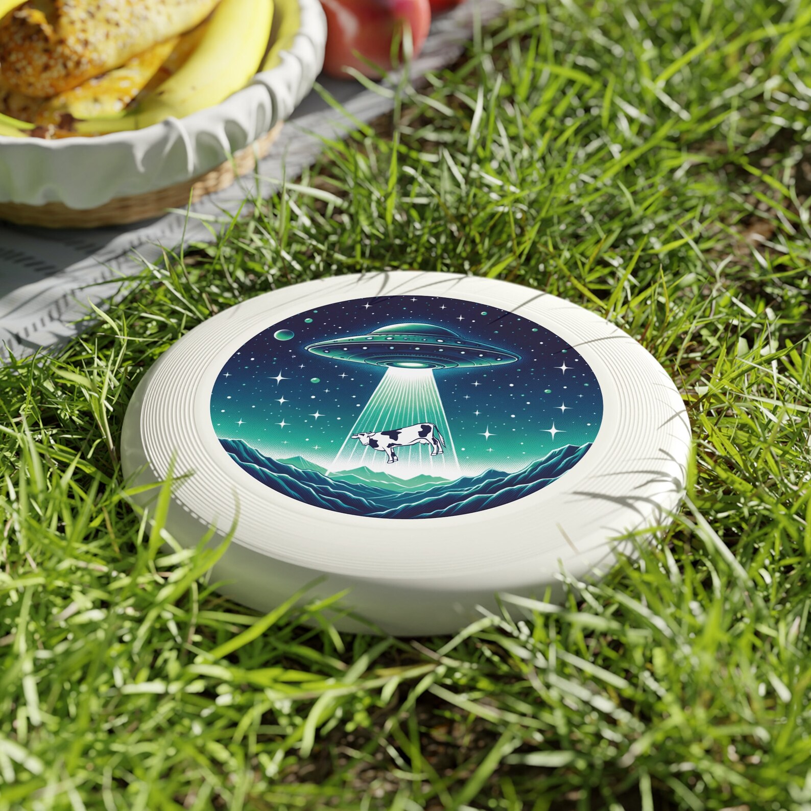 Wham-o Frisbee With UFO Cow Abduction Print - Etsy