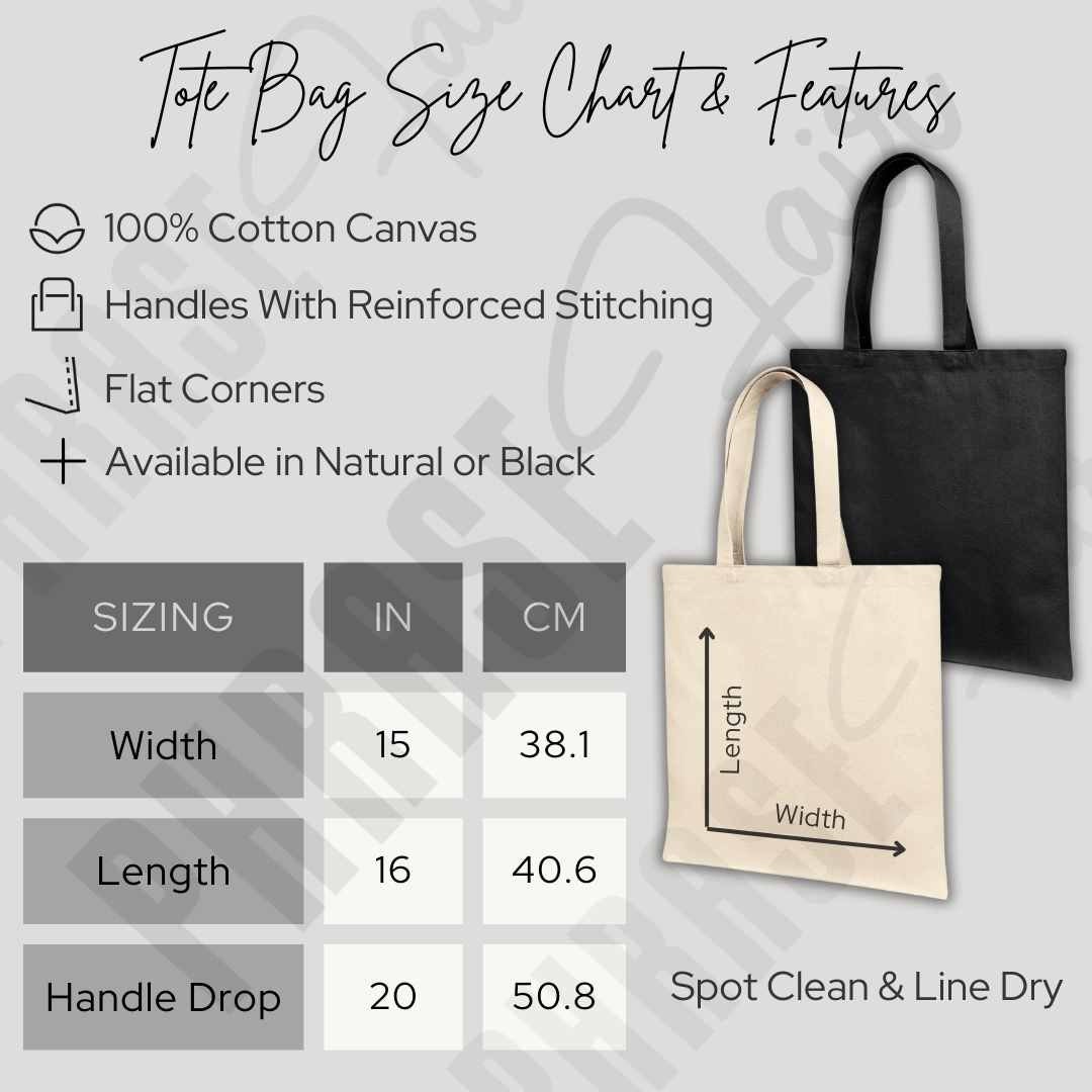 Cotton Tote Bag Size Chart - Liberty Canvas Bag OAD113 Mockup Sizing ...