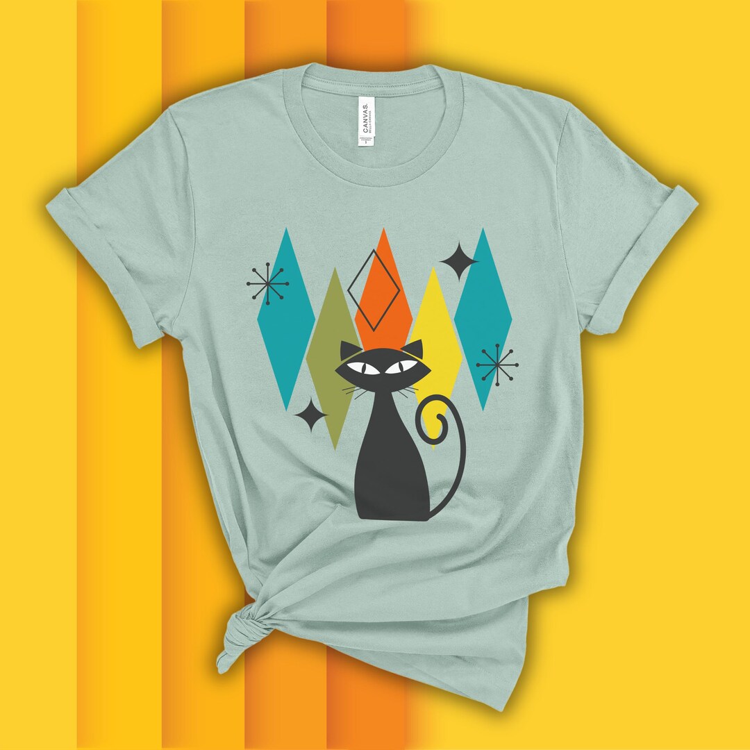 Atomic Cat Shirt - Retro MCM Tees - 1950's Style T-shirts - Etsy