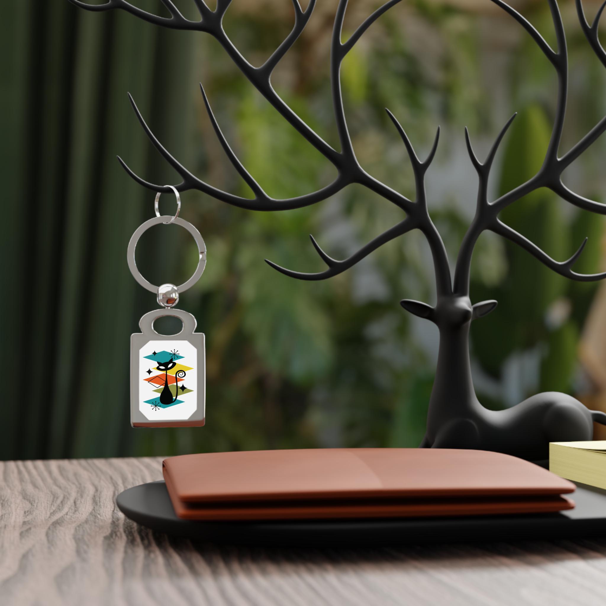 Atomic Cat Keychain - Mid Century Modern Key Ring - Retro Gift - Etsy