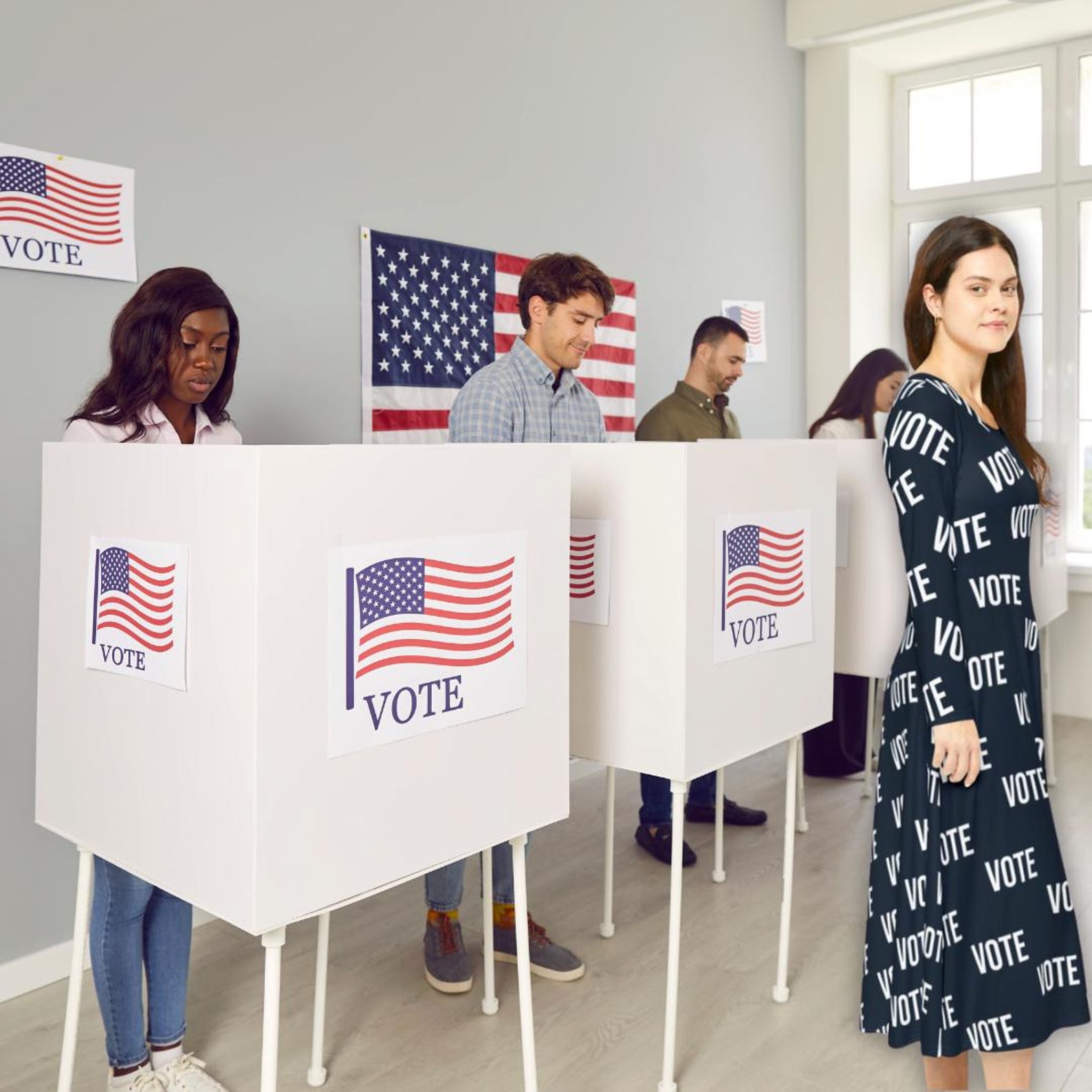 VOTE Dress Women's Long Sleeve Midi Dress - Presidential Election ...