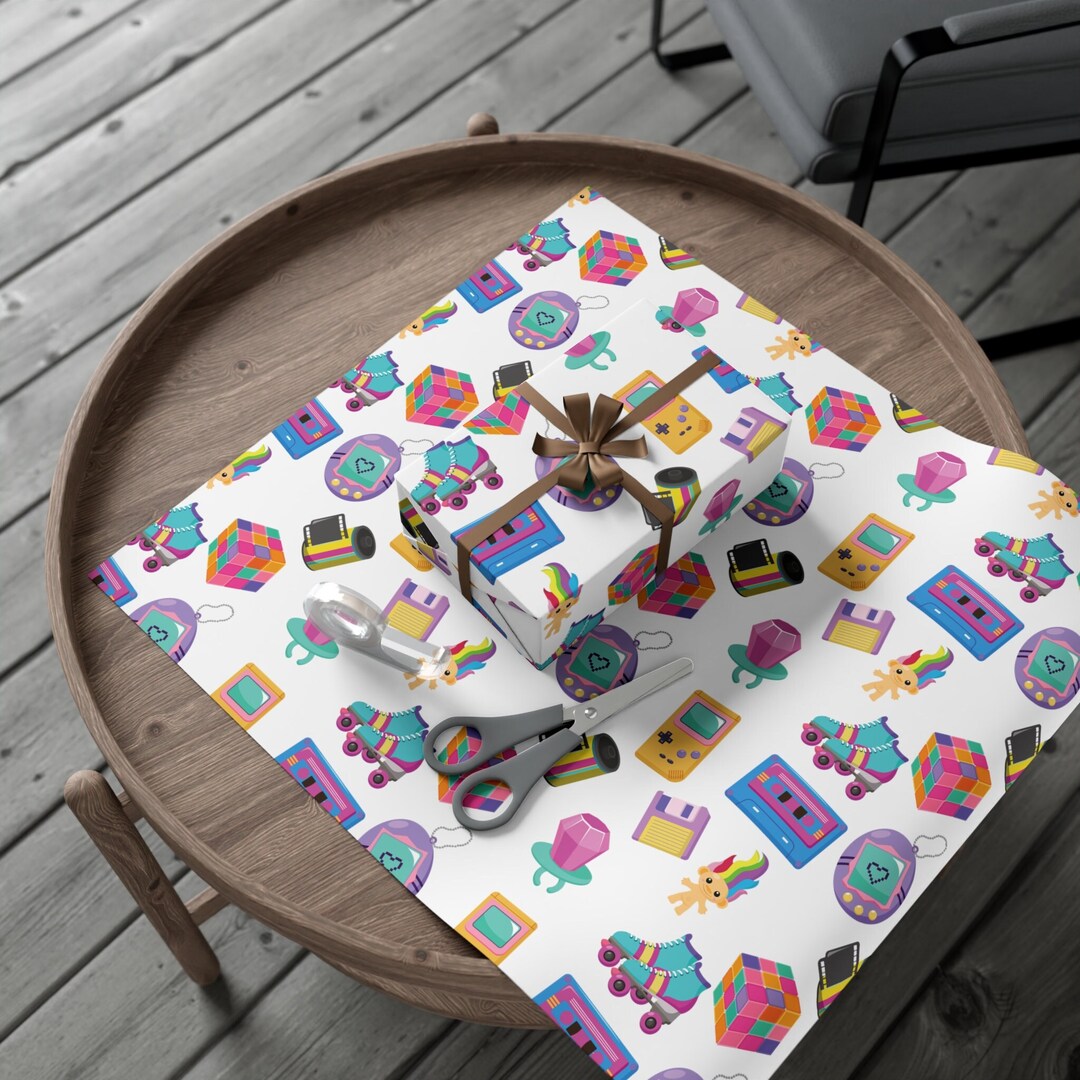 Nostalgic 90's Wrapping Paper - Fun 1990's Themed Gift Wrap - 3 Sizes ...