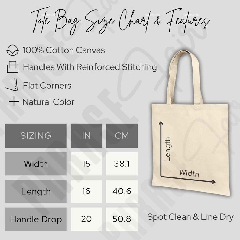 Cotton Tote Bag Size Chart - Liberty Canvas Bag OAD113 Mockup Sizing ...