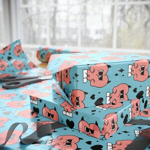 Retro Devil Heart Character - Wrapping Paper - Valentine's Day Gift ...