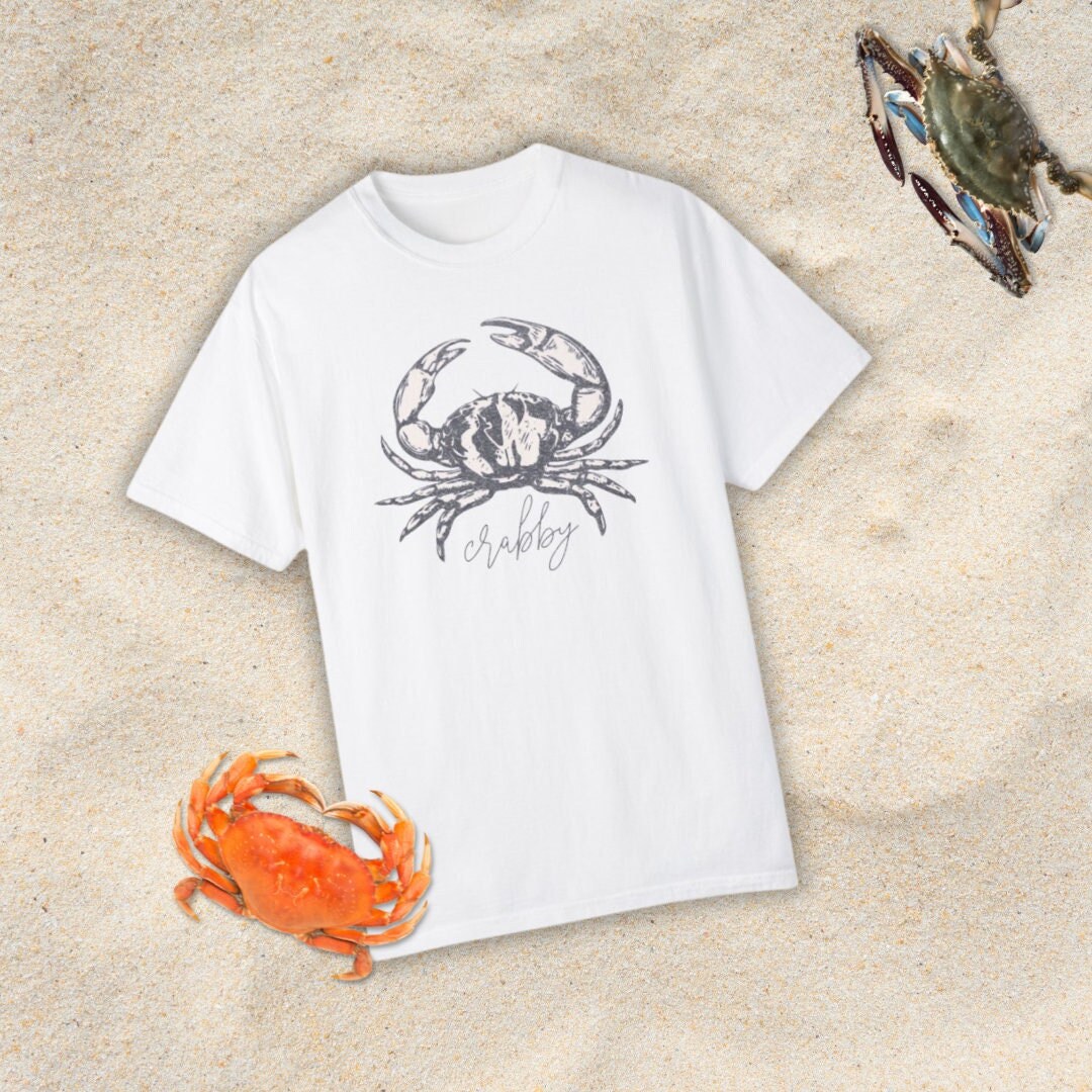 Crabby Unisex Garment-dyed T-shirt - Distressed Crab Print Tees - Etsy