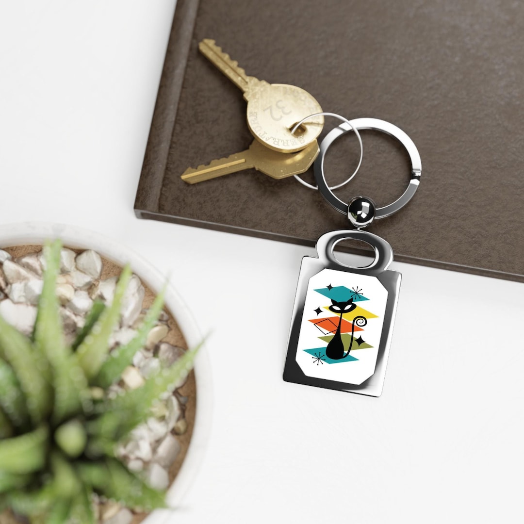 Atomic Cat Keychain - Mid Century Modern Key Ring - Retro Gift - Etsy