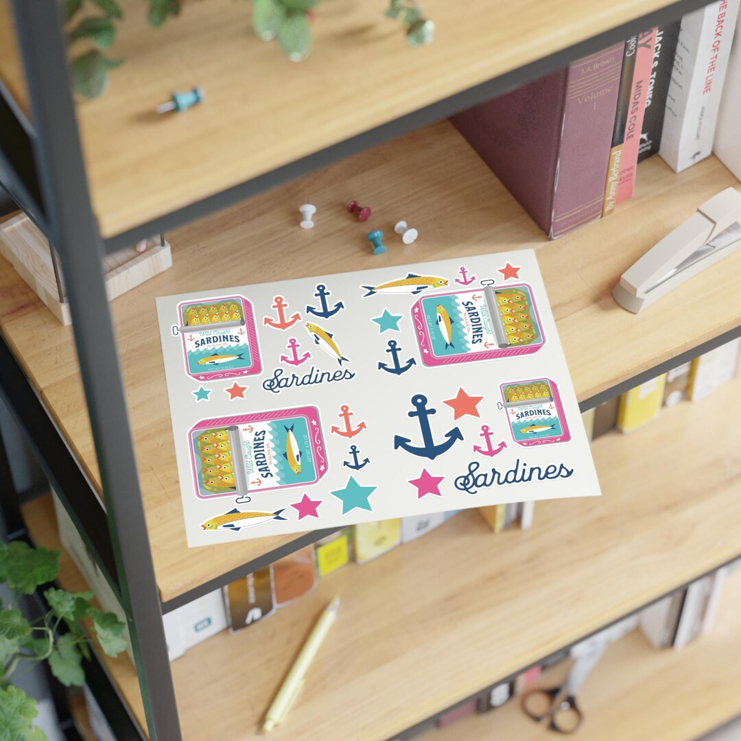 Sardines Sticker Sheets - Cute Sardine Tin Stickers - Trendy Fish ...