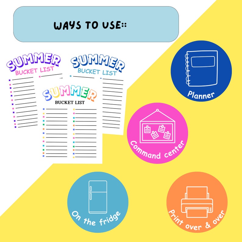 Blank Family Summer Bucket List Printable, Summer Printables for ...