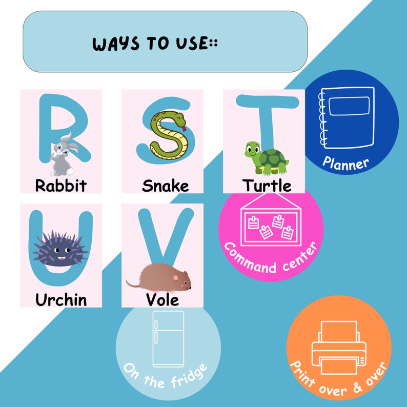 Printable Animal Alphabet Flash Cards, Classroom Decor, Toddlers ...