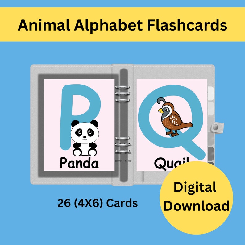 Printable Animal Alphabet Flash Cards, Classroom Decor, Toddlers ...