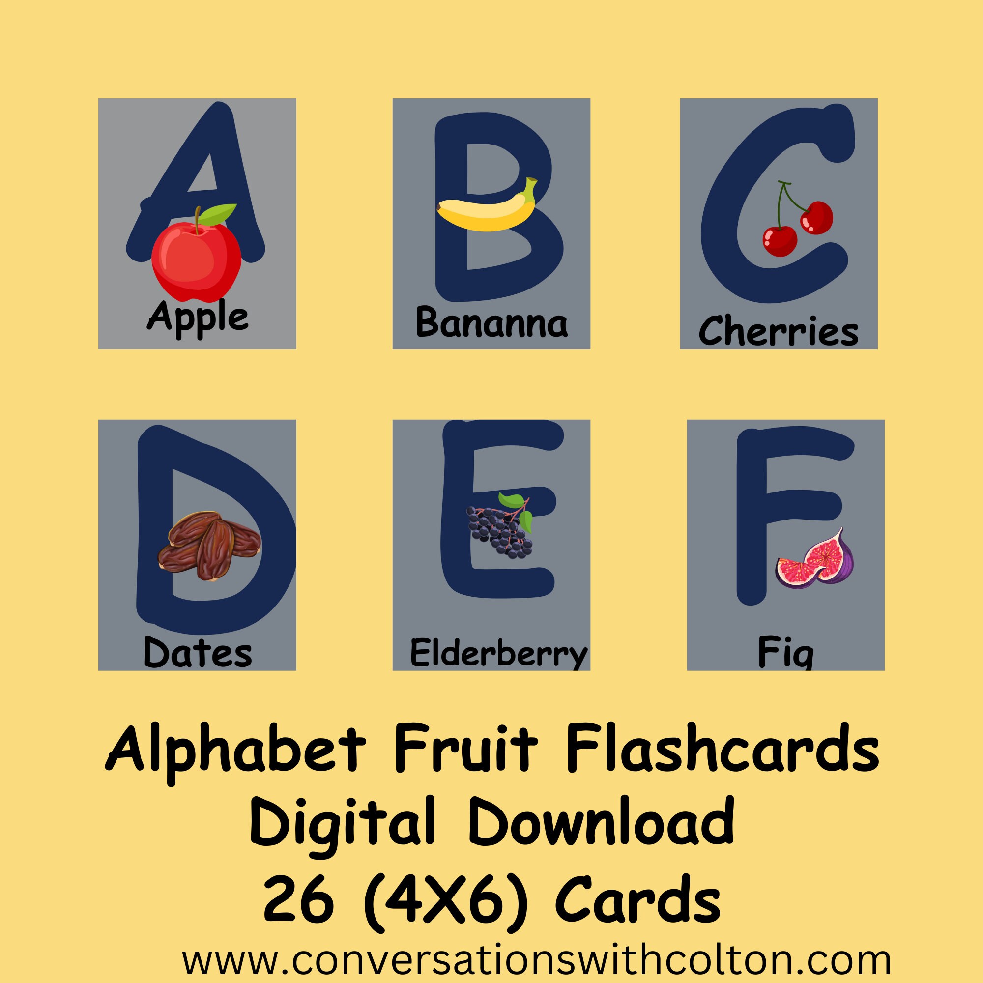 Printable Fruit Alphabet Flash Cards, Classroom Decor, Toddlers ...