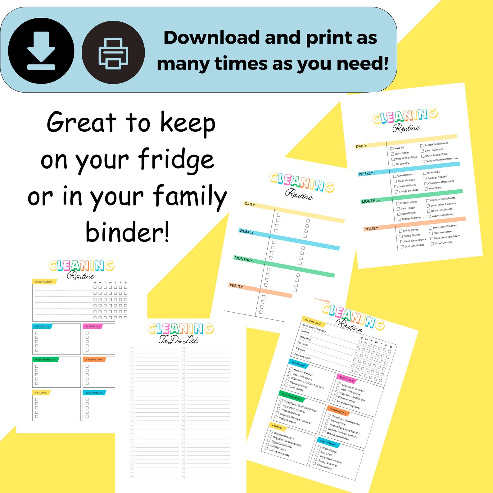Simple Weekly Cleaning Schedule Printable, Cleaning Checklist, Busy ...