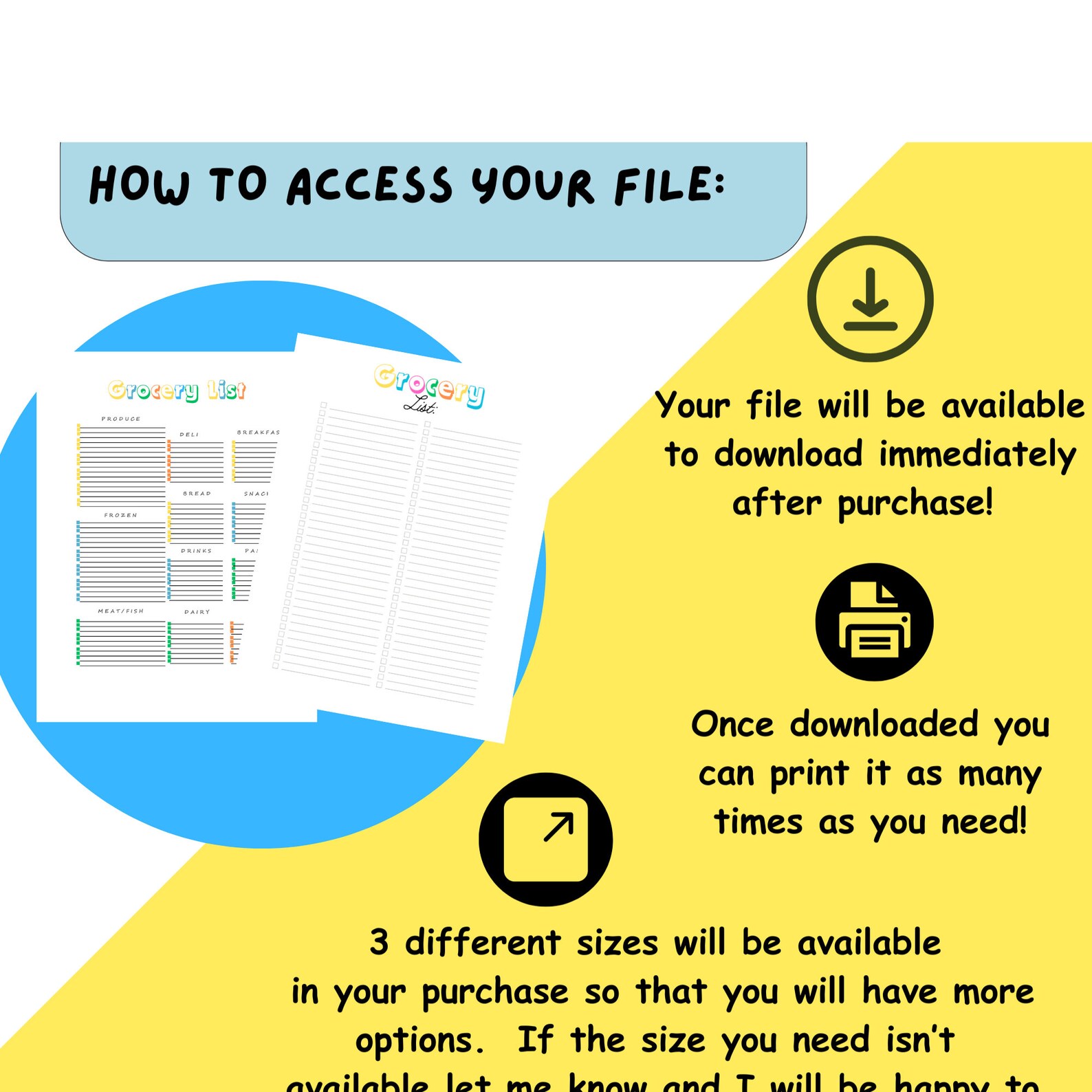 Printable Grocery List With Categories, Grocery Store Checklist ...
