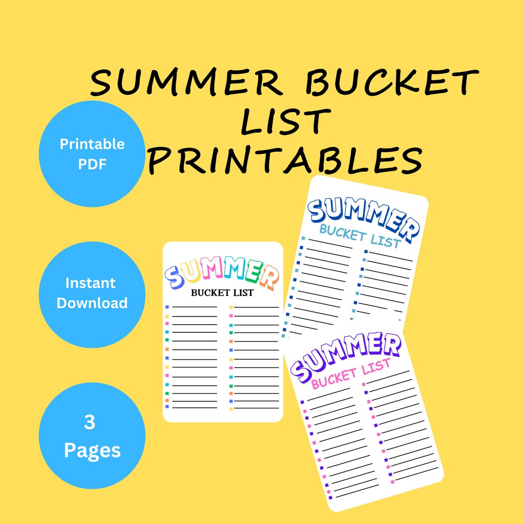 Blank Family Summer Bucket List Printable, Summer Printables for ...