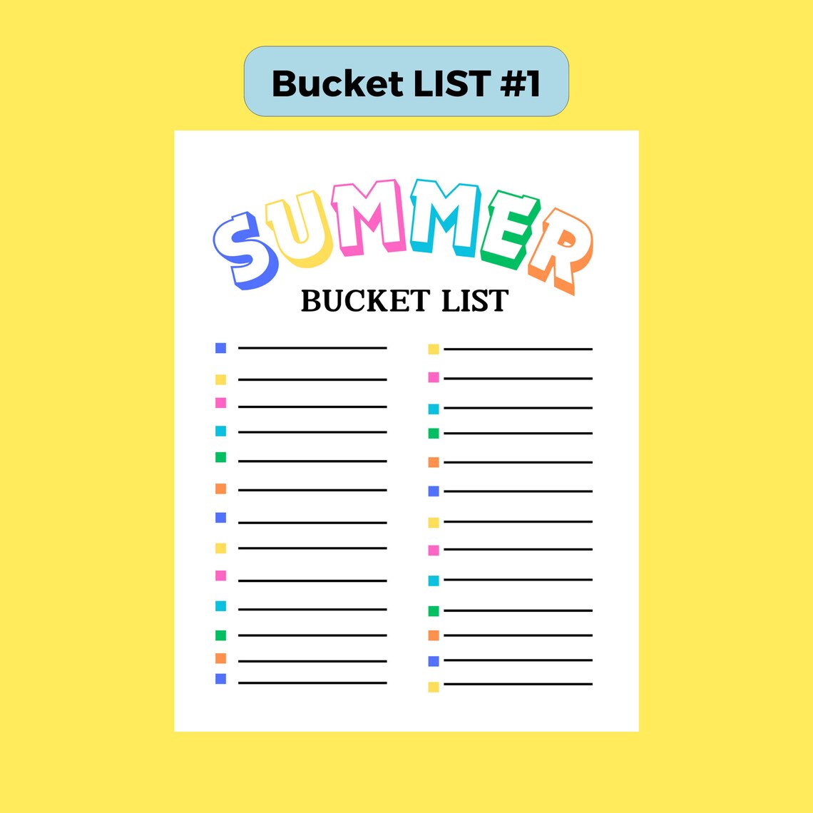 Blank Family Summer Bucket List Printable, Summer Printables for ...