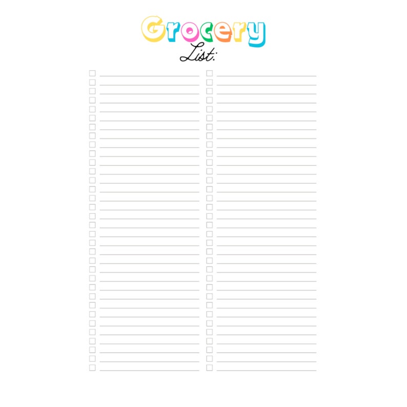 Printable Grocery List With Categories, Grocery Store Checklist ...