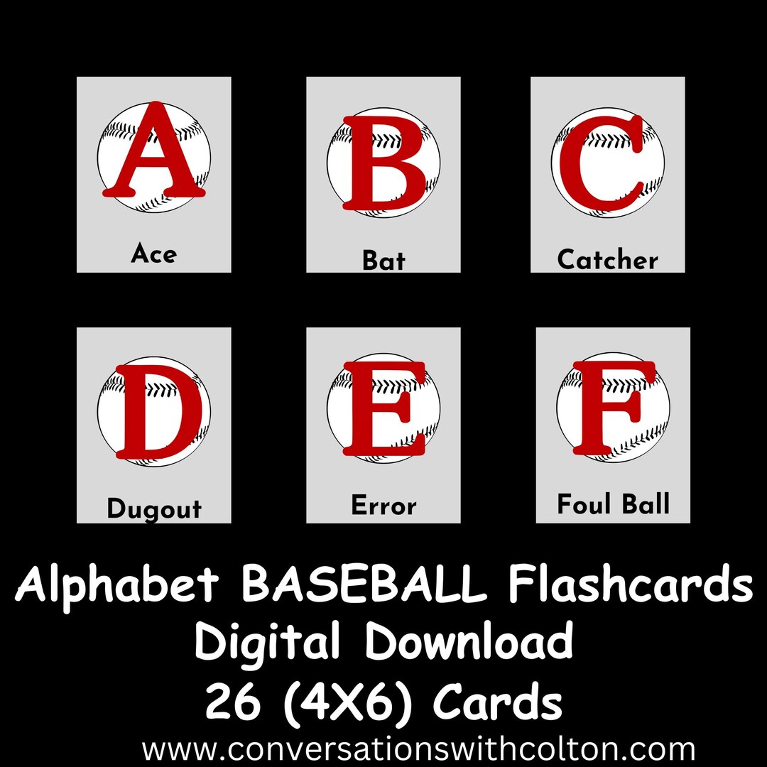 Printable Baseball Alphabet Flash Cards, Classroom Decor, Preschool ...
