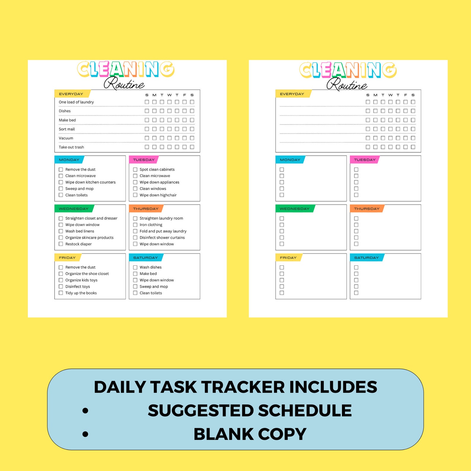 Simple Weekly Cleaning Schedule Printable, Cleaning Checklist, Busy ...