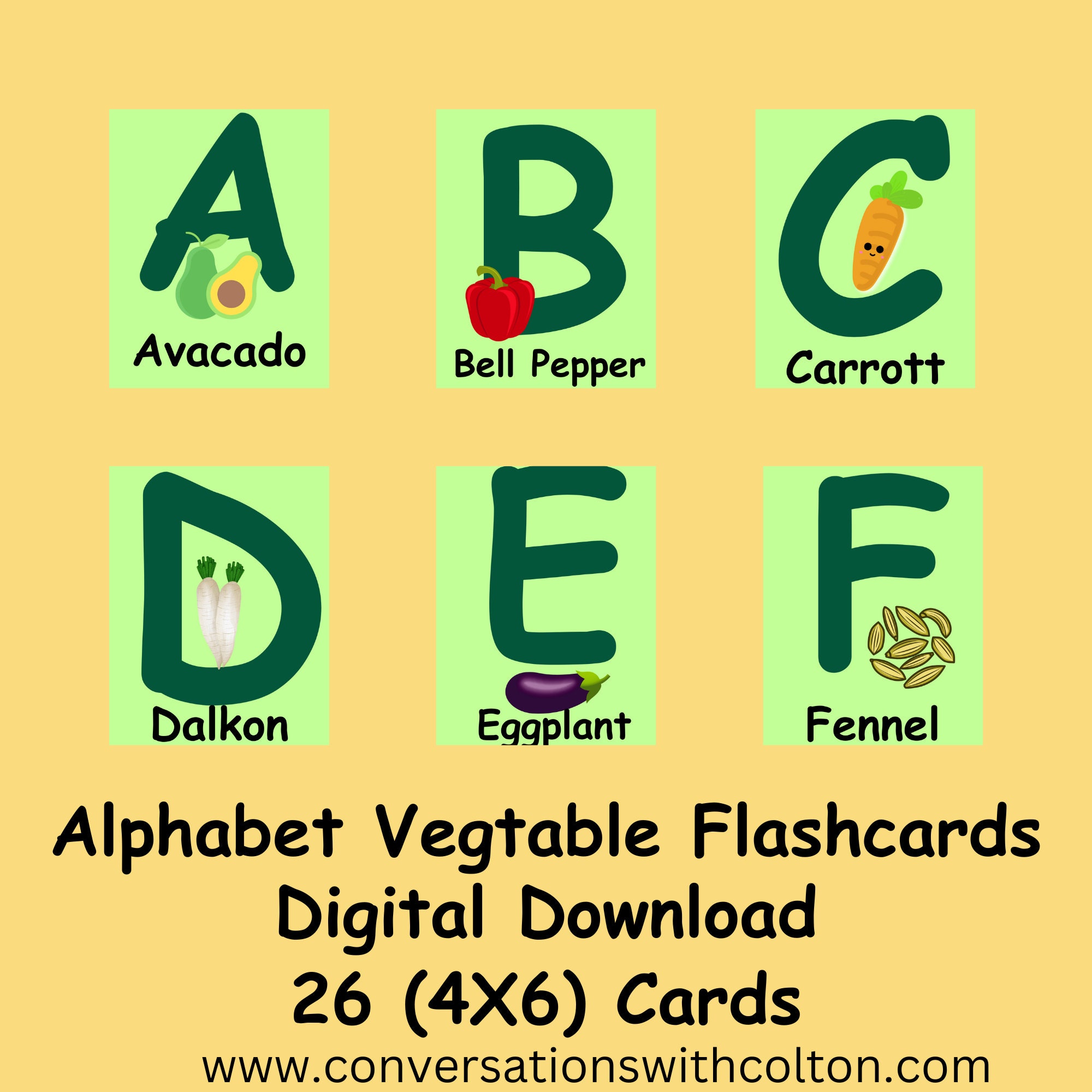 Printable Vegetable Alphabet Flash Cards, Classroom Decor, Toddlers ...