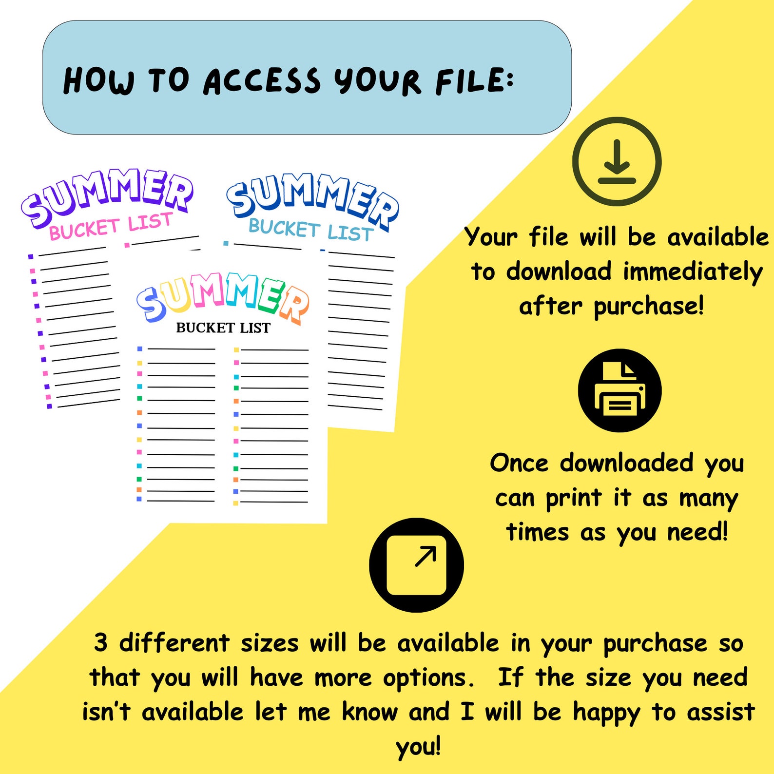 Blank Family Summer Bucket List Printable, Summer Printables for ...