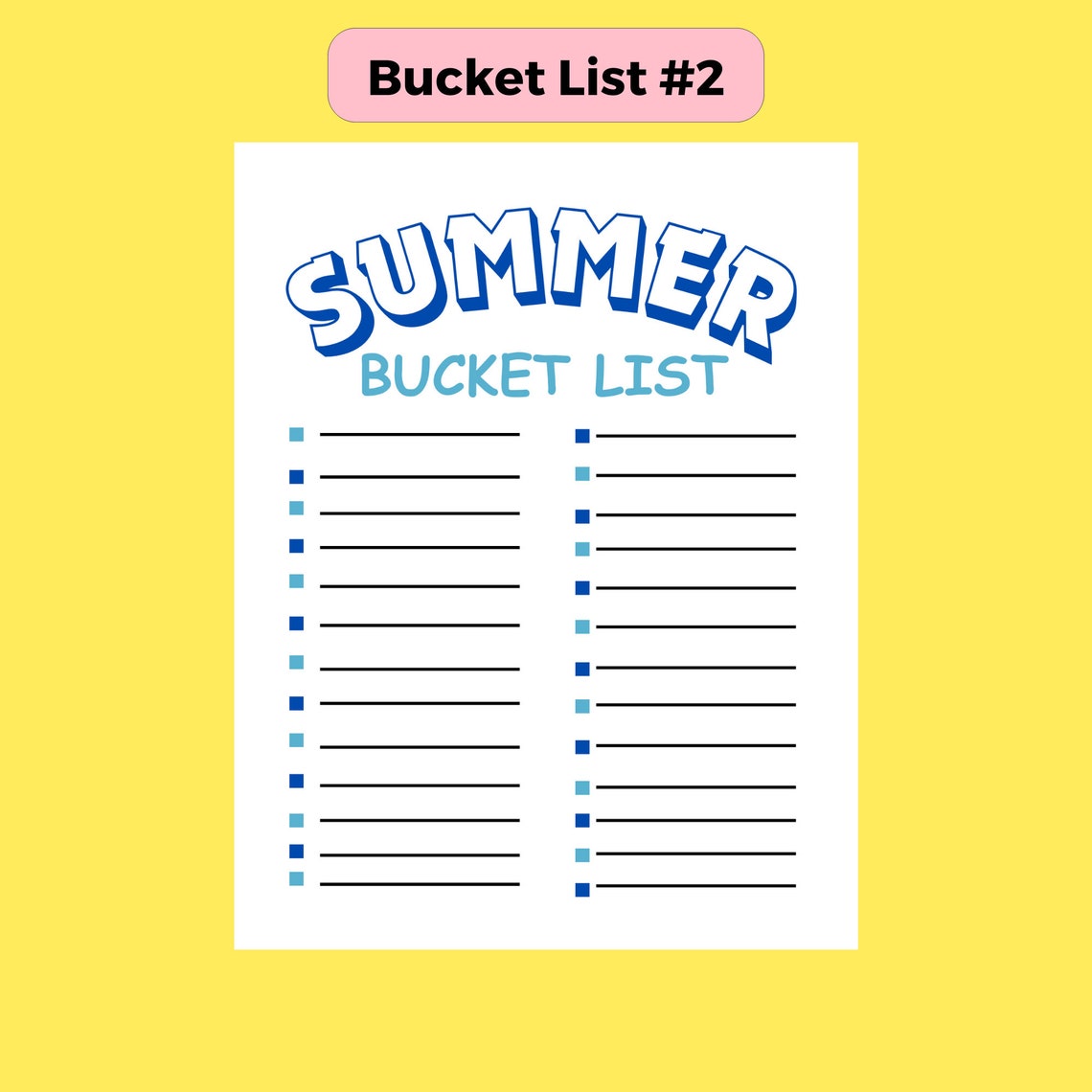 Blank Family Summer Bucket List Printable, Summer Printables for ...