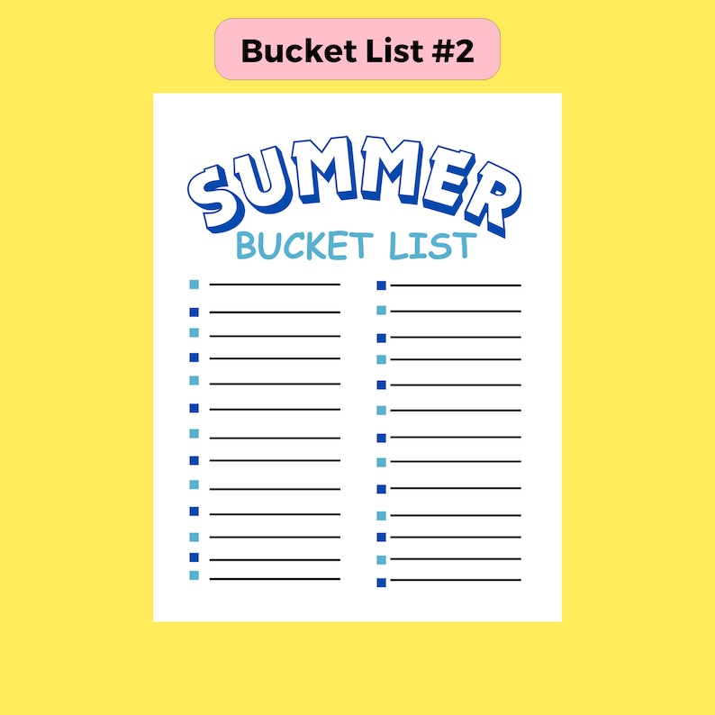 Blank Family Summer Bucket List Printable, Summer Printables for ...