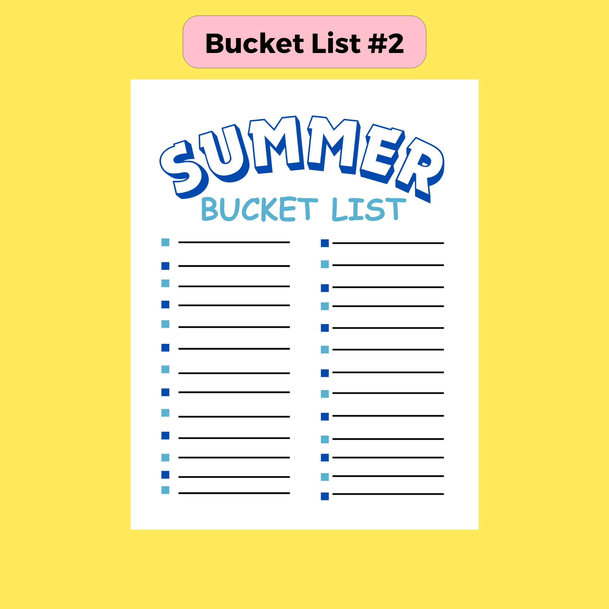 Blank Family Summer Bucket List Printable, Summer Printables for ...