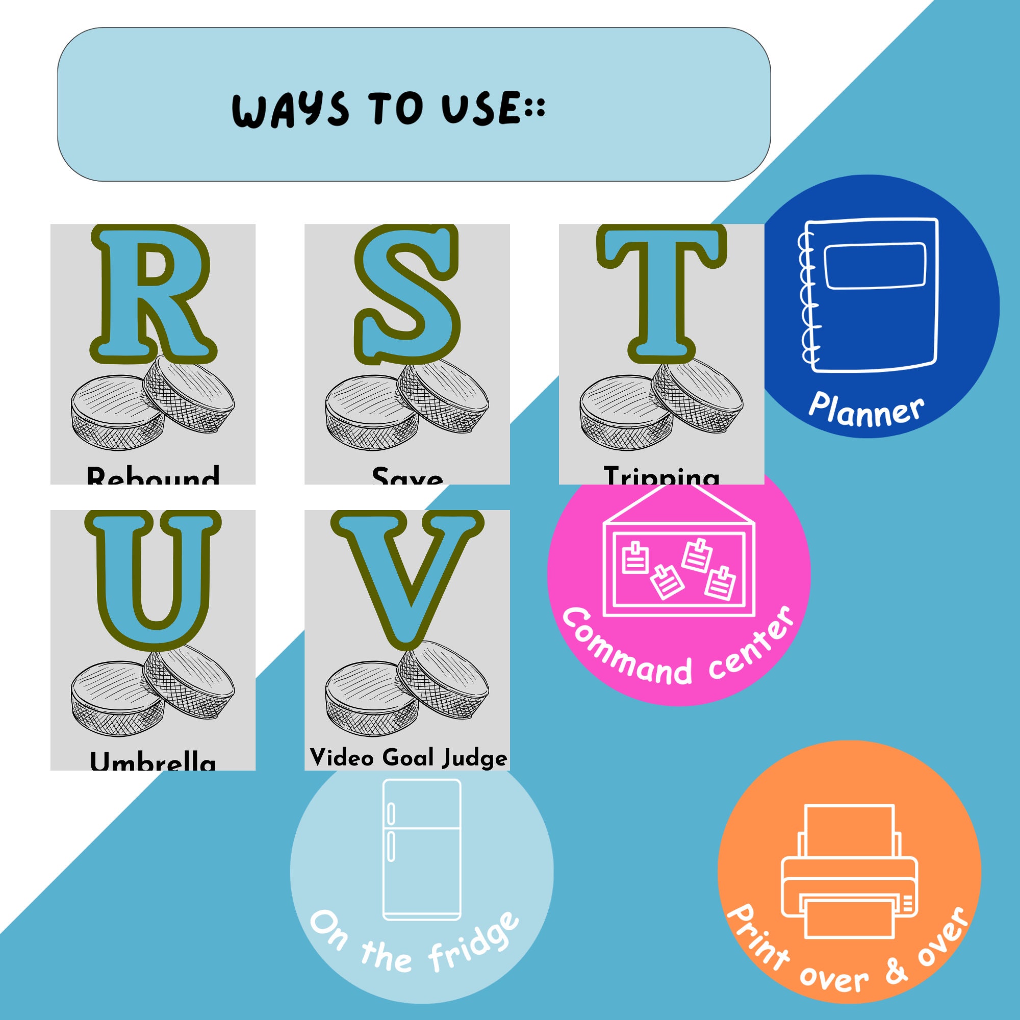 Printable Easy HOCKEY Alphabet Flash Cards, Classroom Decor, Preschool ...