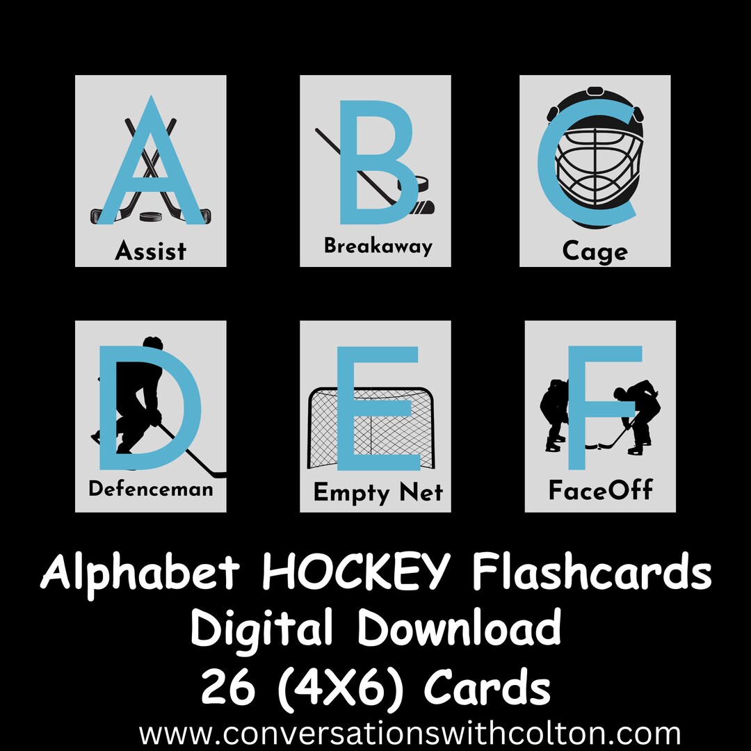 Printable HOCKEY Alphabet Flash Cards, Classroom Decor, Preschool Early ...