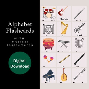 Printable Alphabet Flash Cards, Musical Instruments, Music Decor ...