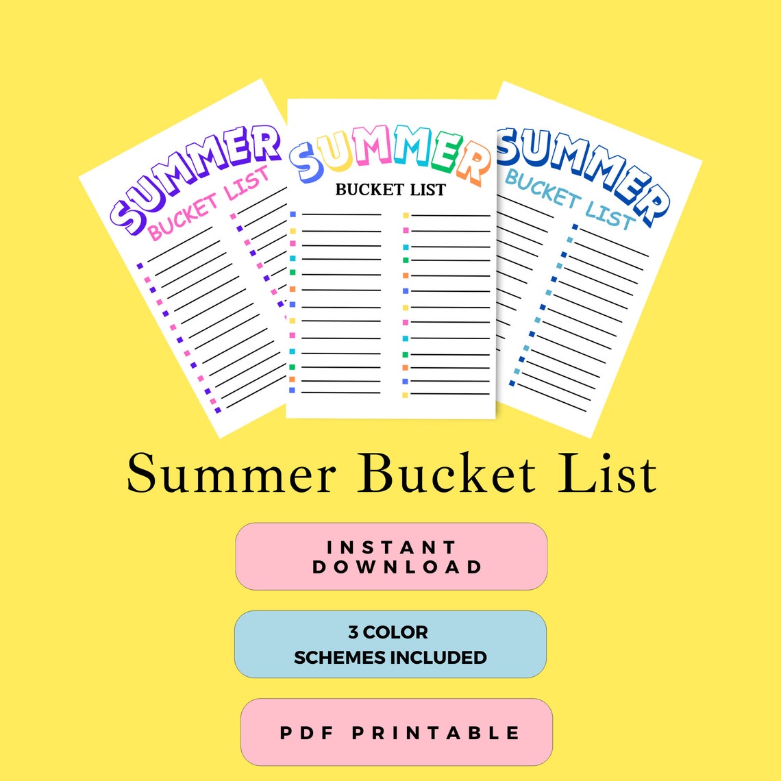 Blank Family Summer Bucket List Printable, Summer Printables for ...