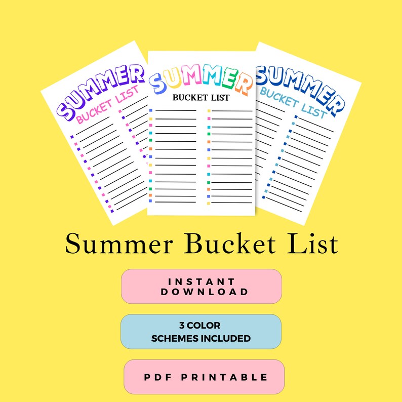 Blank Family Summer Bucket List Printable, Summer Printables for ...