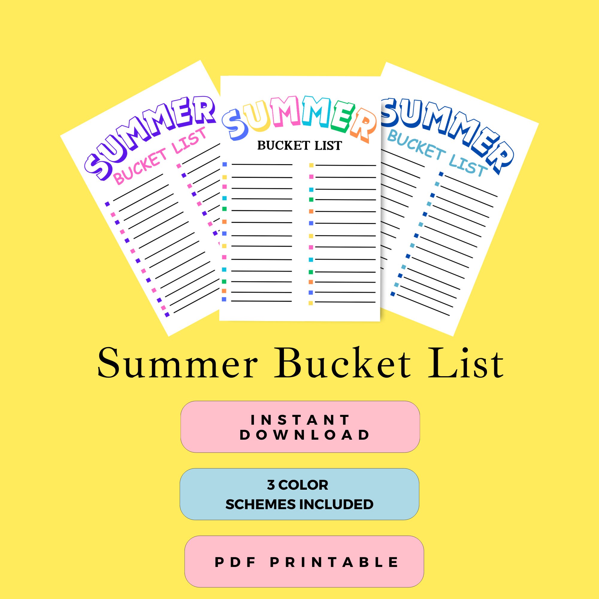 Blank Family Summer Bucket List Printable, Summer Printables for ...