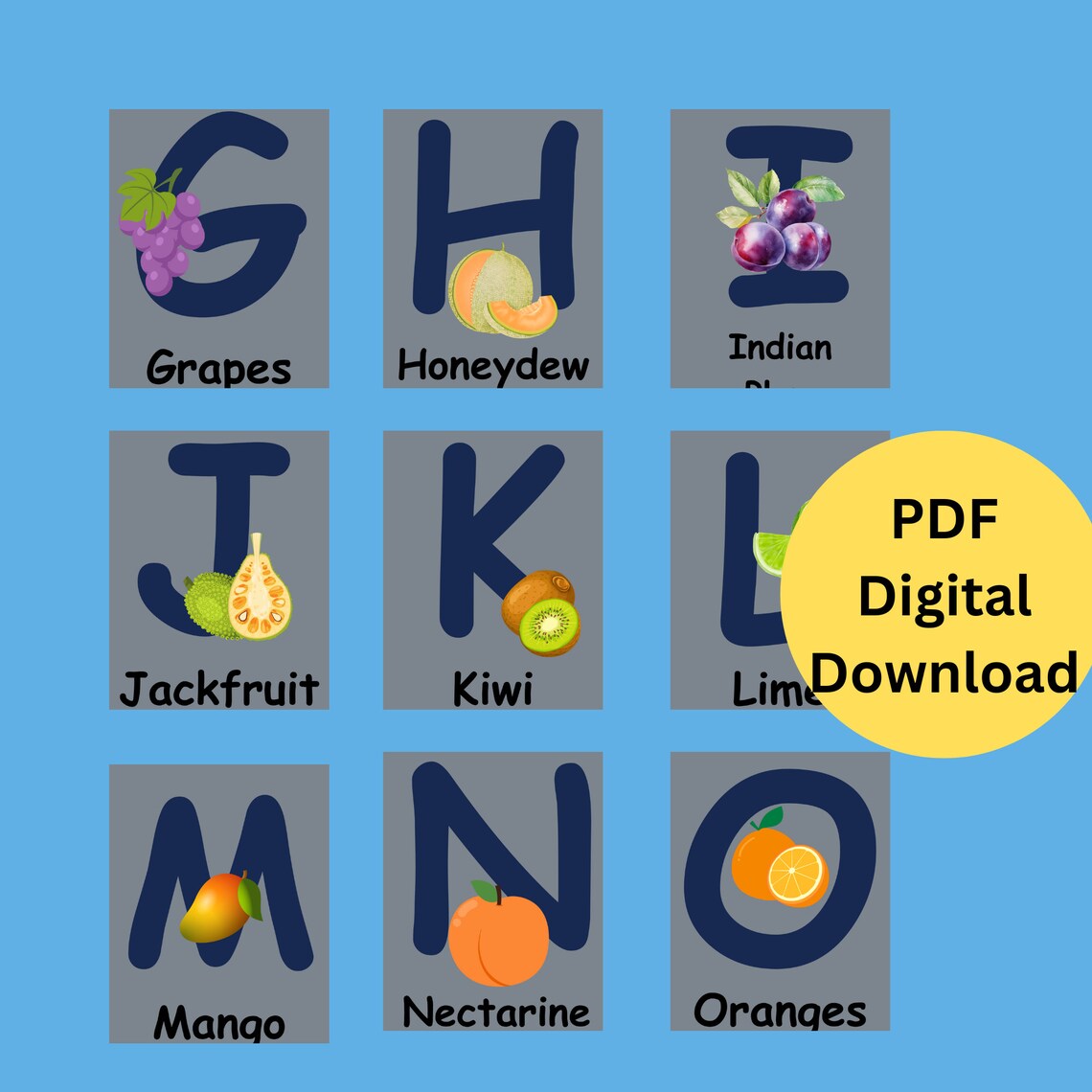 Printable Fruit Alphabet Flash Cards, Classroom Decor, Toddlers ...