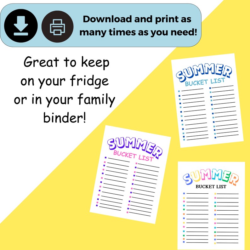 Blank Family Summer Bucket List Printable, Summer Printables for ...