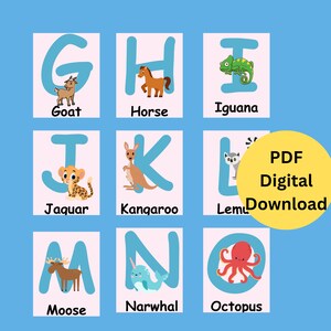 Printable Animal Alphabet Flash Cards, Classroom Decor, Toddlers ...