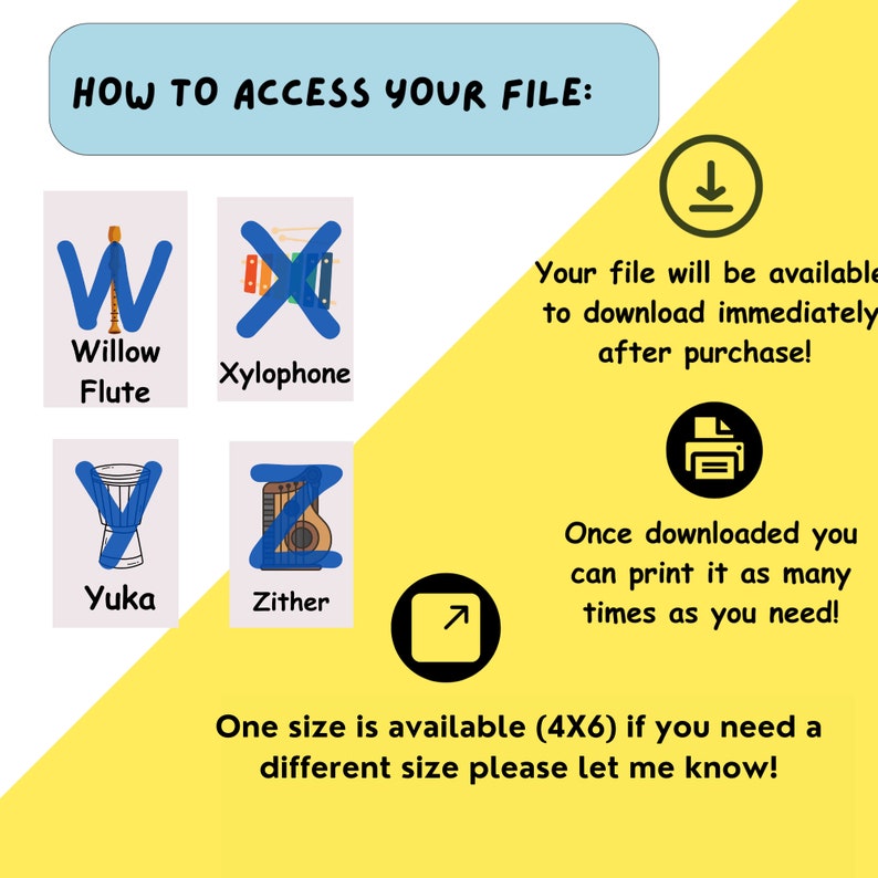 Printable Alphabet Flash Cards, Musical Instruments, Music Decor ...