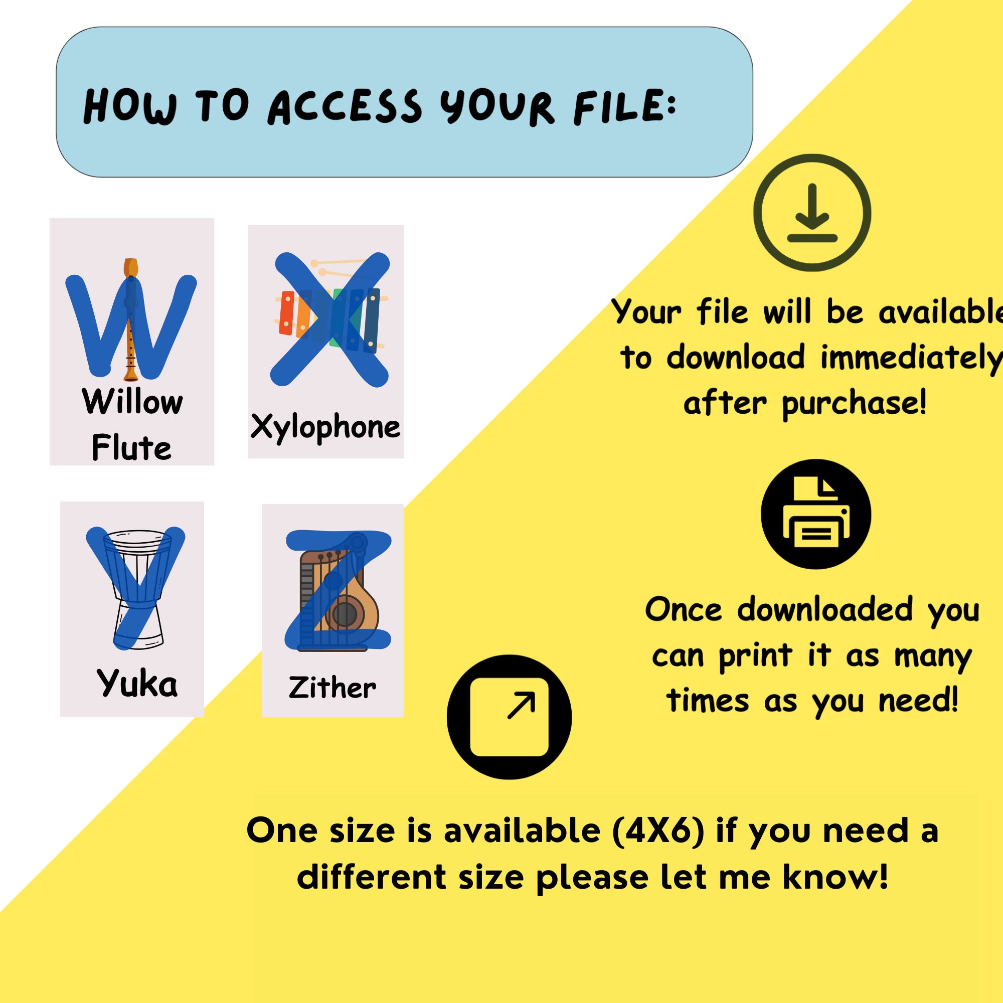 Printable Alphabet Flash Cards, Musical Instruments, Music Decor ...