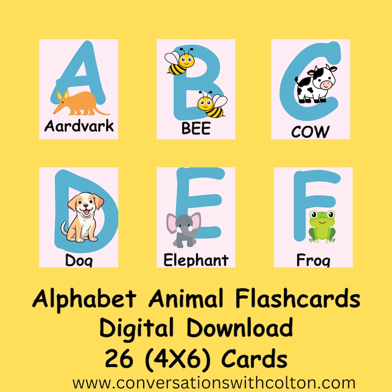 Printable Animal Alphabet Flash Cards, Classroom Decor, Toddlers ...