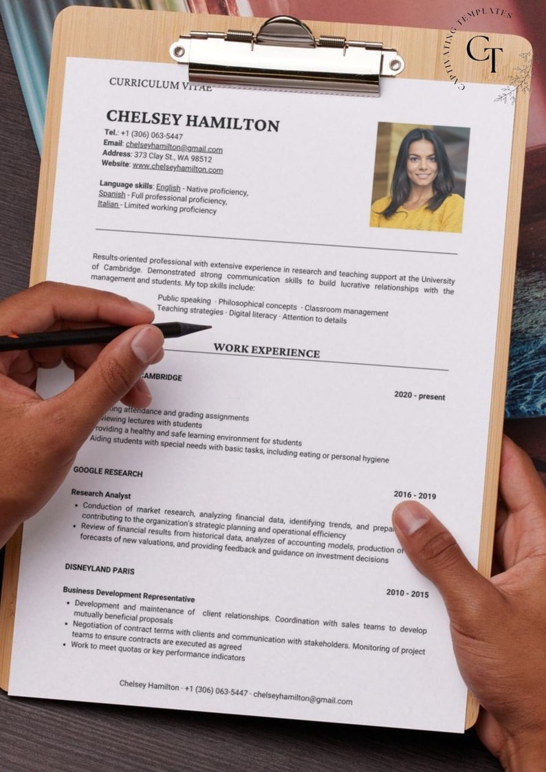 Canva Resume Template - Minimalist, Professional Two-page CV With Photo ...