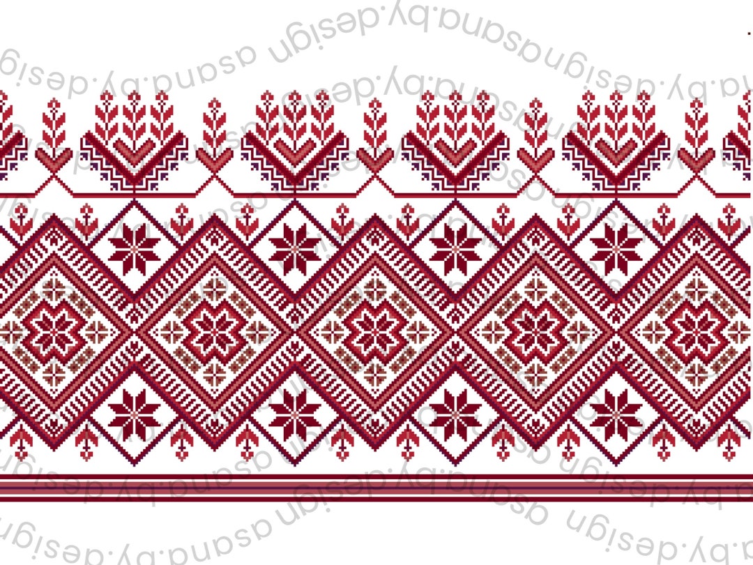 Tatreez Pattern in Deep Red Shades - Etsy